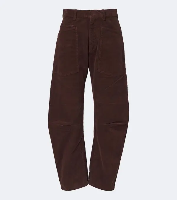 NILI LOTAN Shon" Cotton-blend Corduroy Barrel-leg Pants - Brown