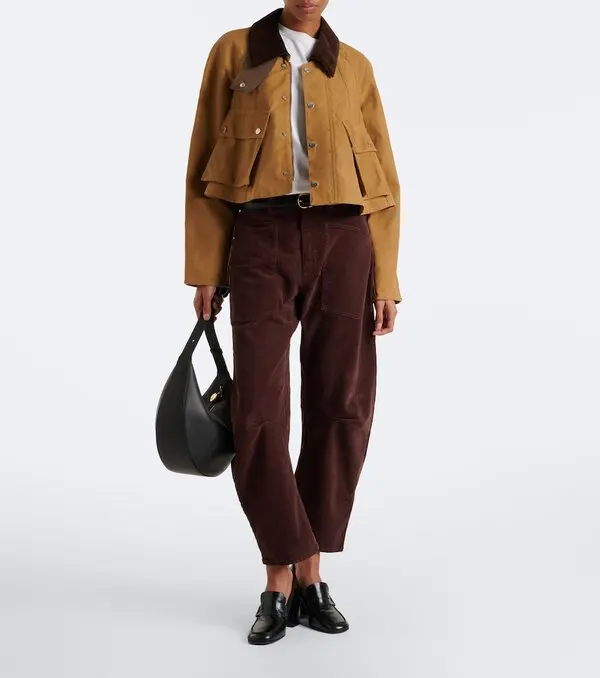 NILI LOTAN Shon" Cotton-blend Corduroy Barrel-leg Pants - Brown