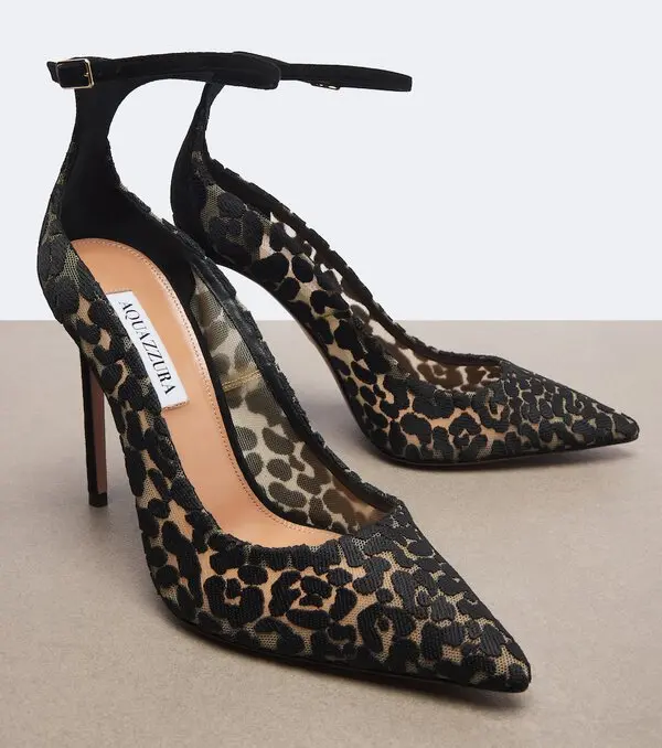 AQUAZZURA Panthera Leopard-print Mesh Pumps