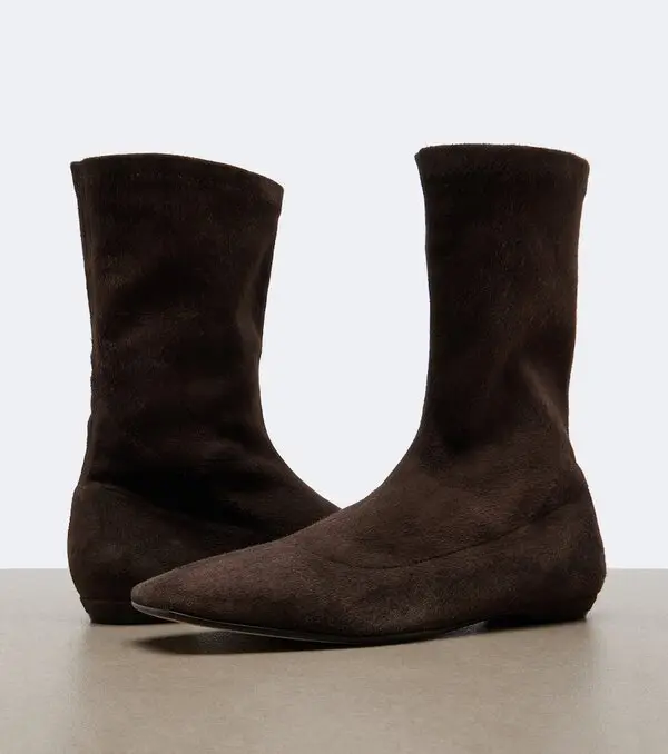 THE ROW Cindy Suede Ankle Boots