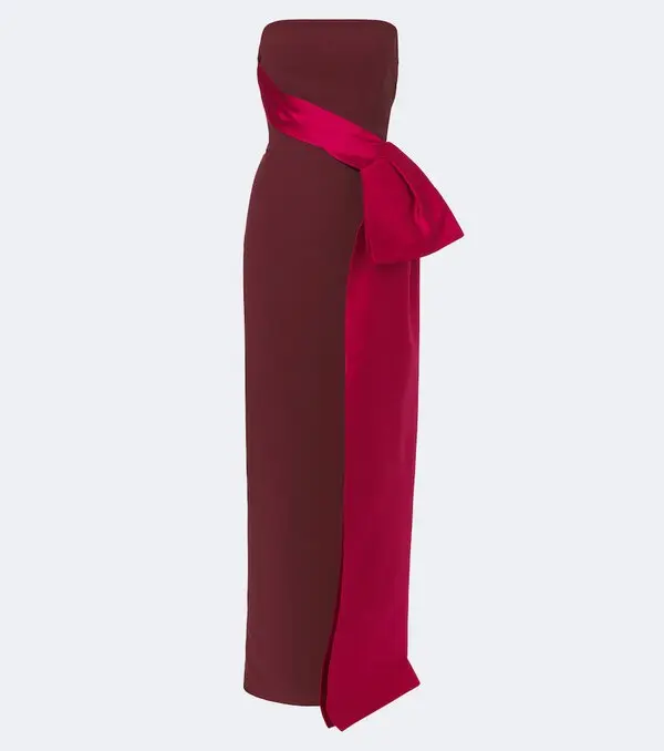 Roland Mouret Draped Crêpe Bustier Gown - Burgundy
