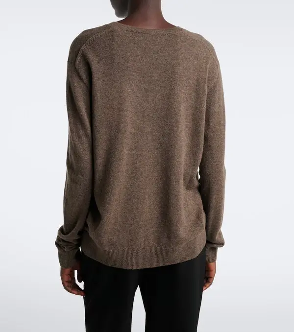 THE ROW Phora Cashmere V-neck Sweater - Brown
