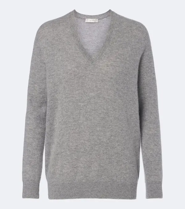 THE ROW Phora Cashmere V-neck Sweater - Grey