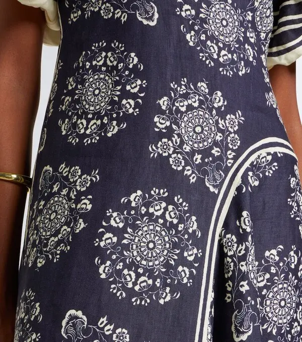 ALEMAIS Alémais Banderra Floral Linen Midi Dress