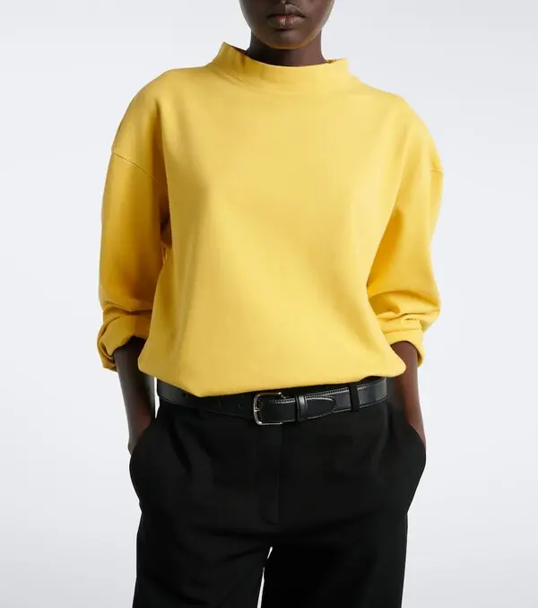 THE ROW Kate Cotton-blend Jersey Mockneck Sweatshirt