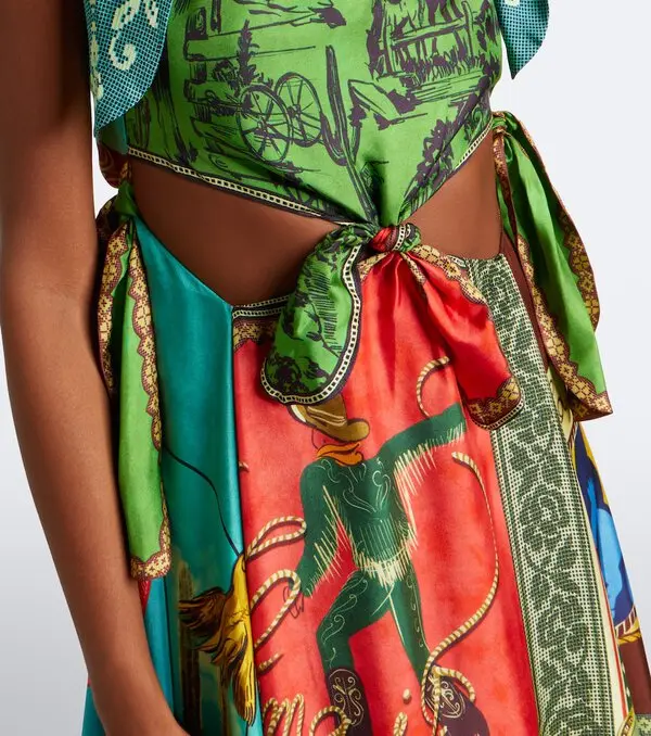 ALEMAIS Alémais Ace Cutout Printed Silk Midi Dress
