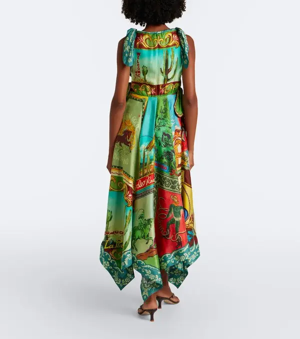 ALEMAIS Alémais Ace Cutout Printed Silk Midi Dress