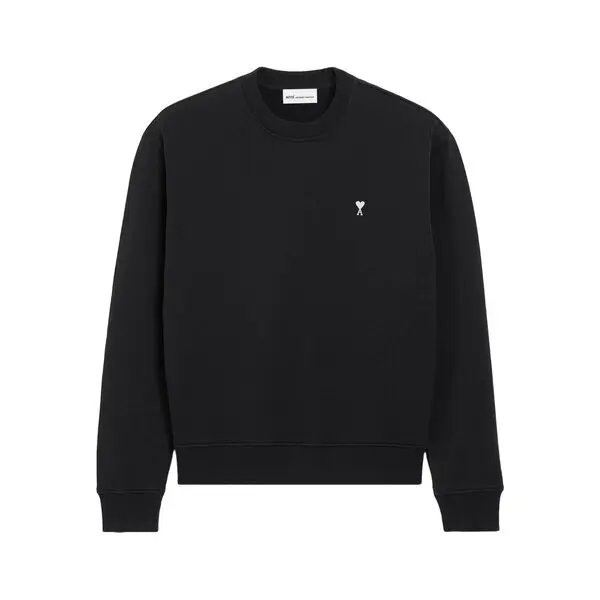 AMI Paris Cotton Crew Neck Sweatshirt With De Coeur Embroidery