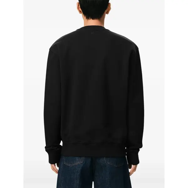 AMI Paris Cotton Crew Neck Sweatshirt With De Coeur Embroidery