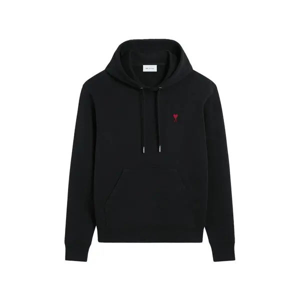 AMI Paris De Coeur Embroidered Organic Cotton Hoodie