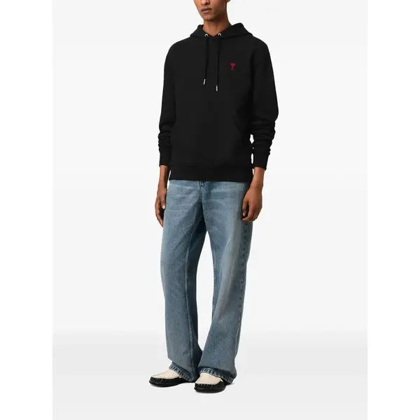 AMI Paris De Coeur Embroidered Organic Cotton Hoodie