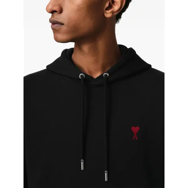 AMI Paris De Coeur Embroidered Organic Cotton Hoodie