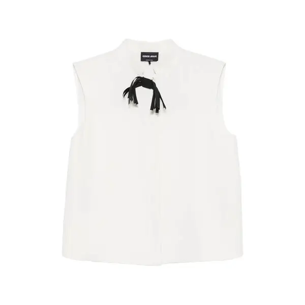 Giorgio Armani Sleeveless Top With Bow Detail - Cream