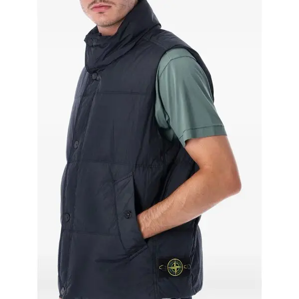Stone Island Padded Stand Collar Vest With Drawstring Hem - Blue