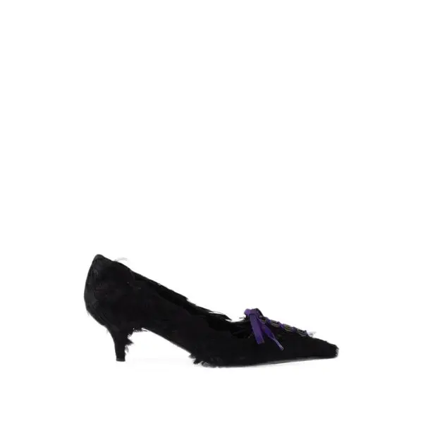 Prada Feather Detail Lace-up Pumps - Black