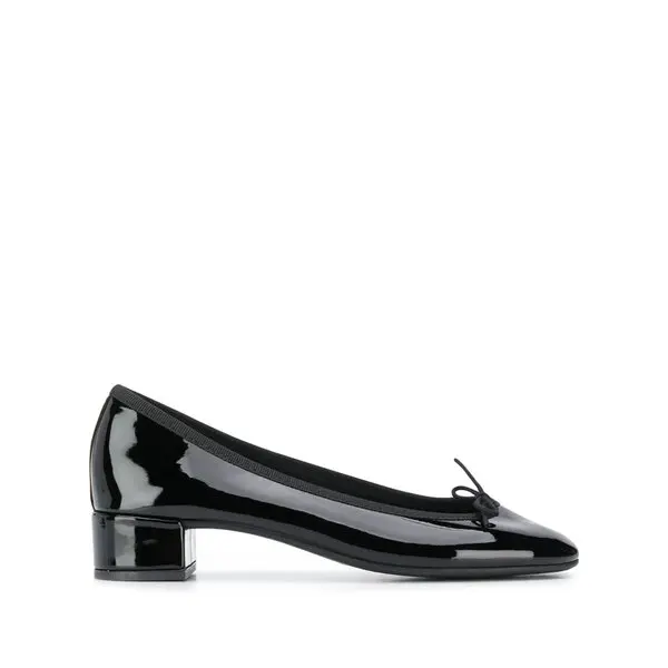 Repetto Patent Leather Ballerina Block Heels - Black