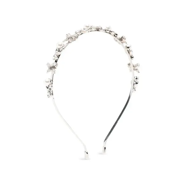 SELF-PORTRAIT Tone Embellished Headband With Faux Pearl Detailing - Silver