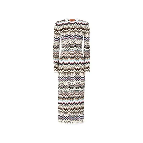 Missoni Zigzag Knit Long Sleeve Dress - White