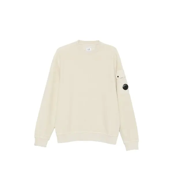 C.P. COMPANY Lens Detail Crew Neck Sweater - Cream