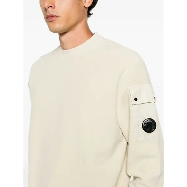 C.P. COMPANY Lens Detail Crew Neck Sweater - Cream