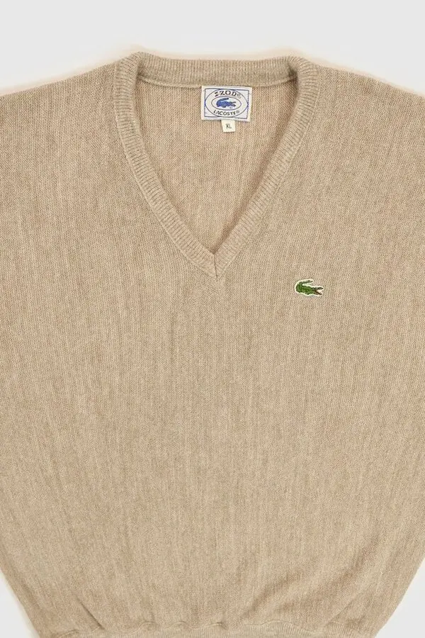 Lacoste Tan V-neck Sweater