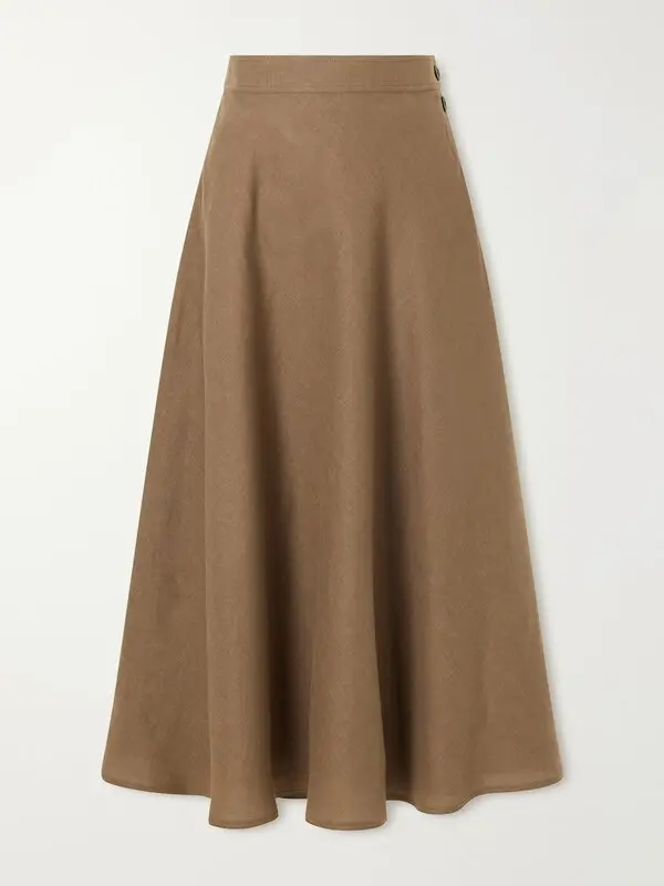 Polo Ralph Lauren Kenzie Linen Maxi Skirt - Brown