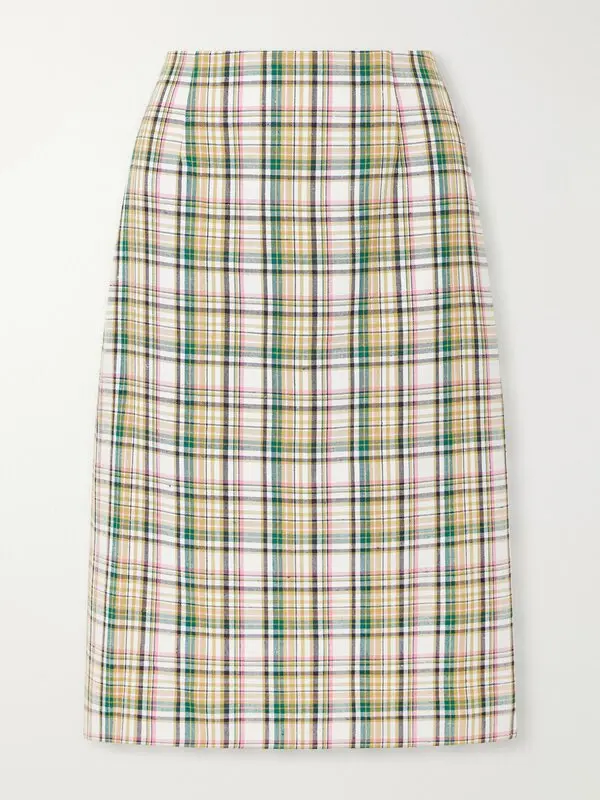 Carolina Herrera Checked Jacquard Midi Skirt - Green