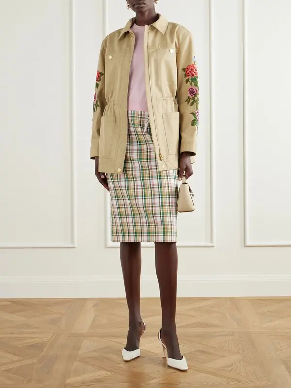 Carolina Herrera Checked Jacquard Midi Skirt