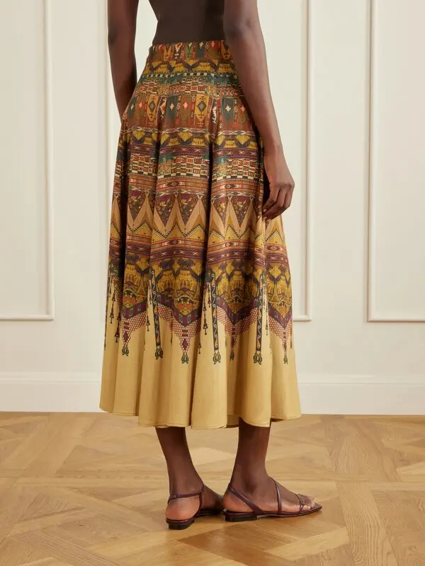 EMPORIO SIRENUSE Kendal Desert Printed Woven Silk-blend Maxi Skirt
