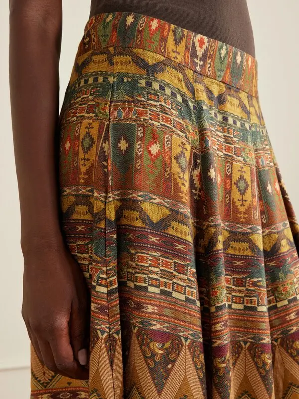 EMPORIO SIRENUSE Kendal Desert Printed Woven Silk-blend Maxi Skirt