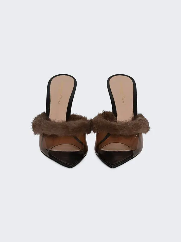 GIANVITO ROSSI Elle Fur Mule Sandals