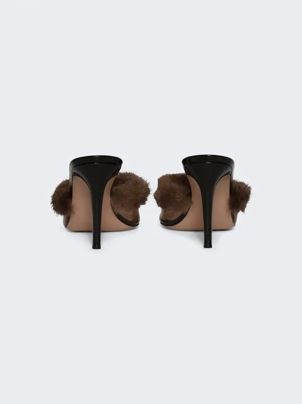 GIANVITO ROSSI Fur Mule Sandals
