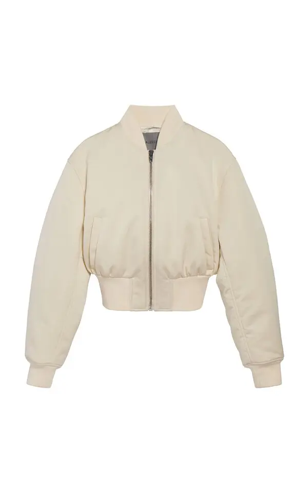 Balenciaga Cropped Technical Faille Bomber Jacket