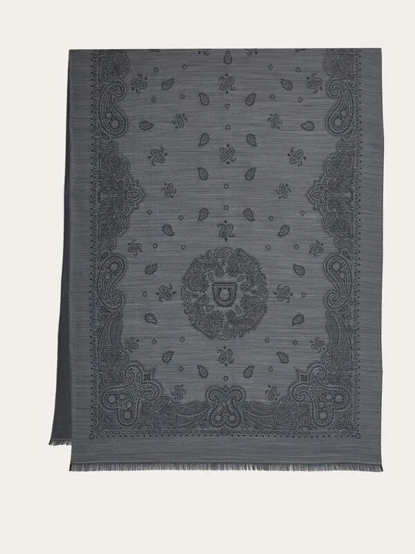 FERRAGAMO Arabesque Print Stole - Grey