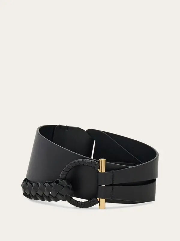 FERRAGAMO Covered Gancini Fixed Belt - Black