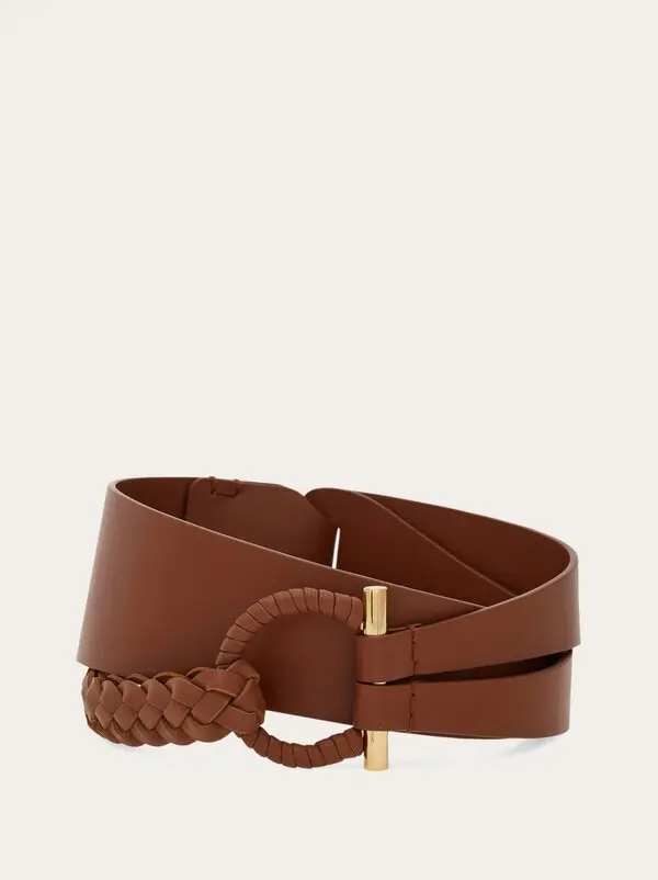 FERRAGAMO Covered Gancini Fixed Belt - Brown