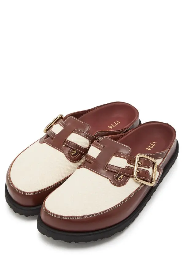 BIRKENSTOCK Boston Bold Canvas And Leather Clogs