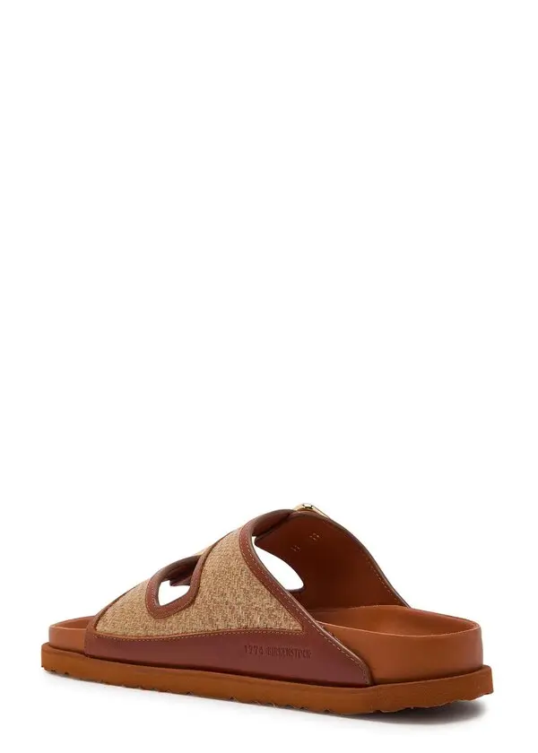 BIRKENSTOCK Arizona Framed 1774 Raffia And Leather Sliders