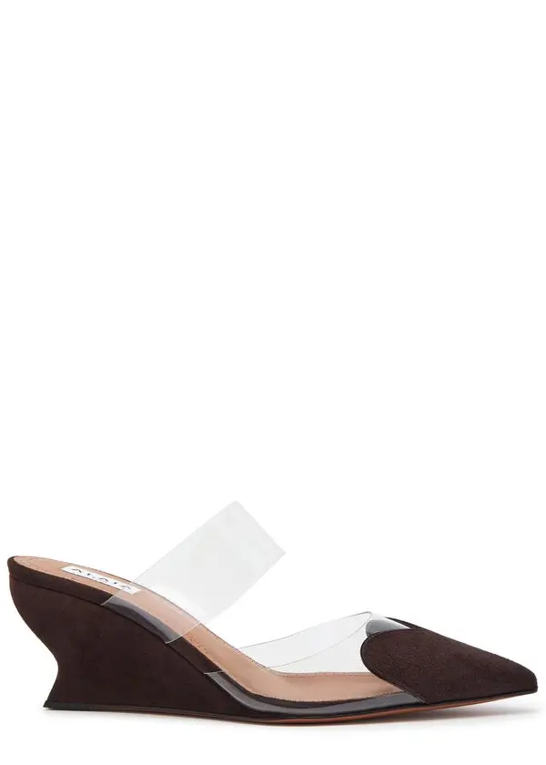 Alaïa Le Coeur 60 Wedge Suede Mules