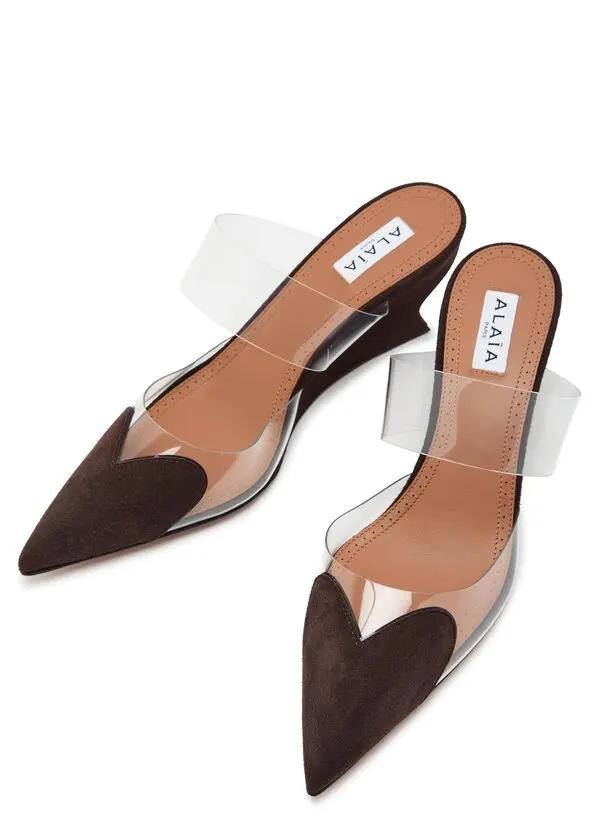 Alaïa Le Coeur 60 Wedge Suede Mules