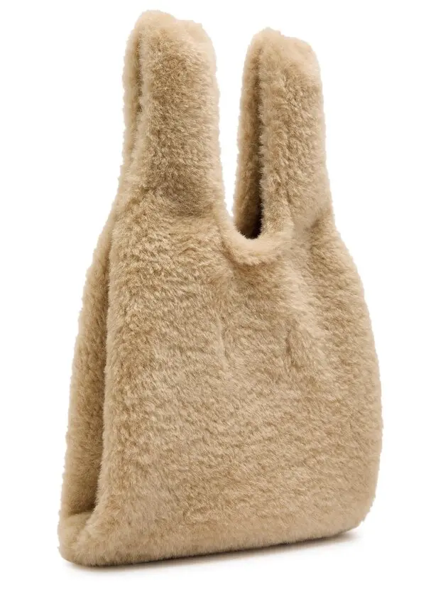 Simone Rocha Mini Embellished Faux Shearling Top Handle Bag