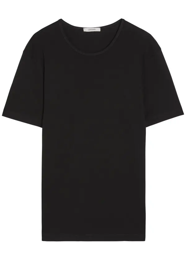 LEMAIRE Wide-neck Cotton T-shirt - Black