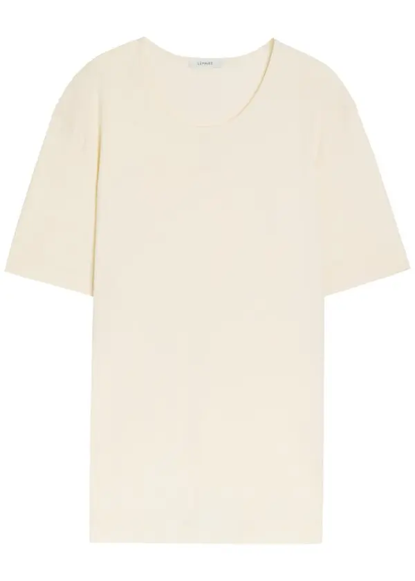 LEMAIRE Wide-neck Cotton T-shirt - Cream