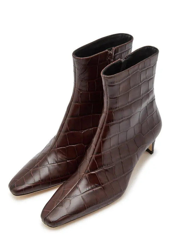Staud Wally Crocodile-effect Leather Ankle Boots