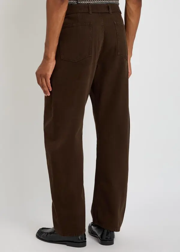 LEMAIRE Twisted Belted Barrel-leg Jeans - Brown Chocolate