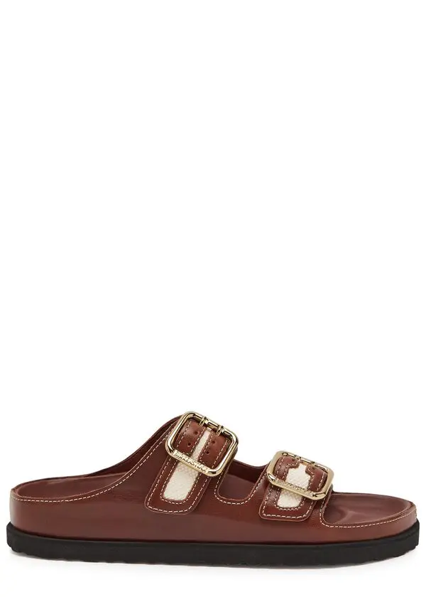 BIRKENSTOCK Arizona Bold Canvas And Leather Sliders