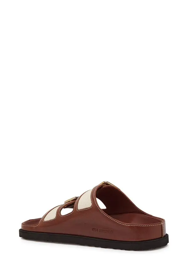BIRKENSTOCK Arizona Bold Canvas And Leather Sliders