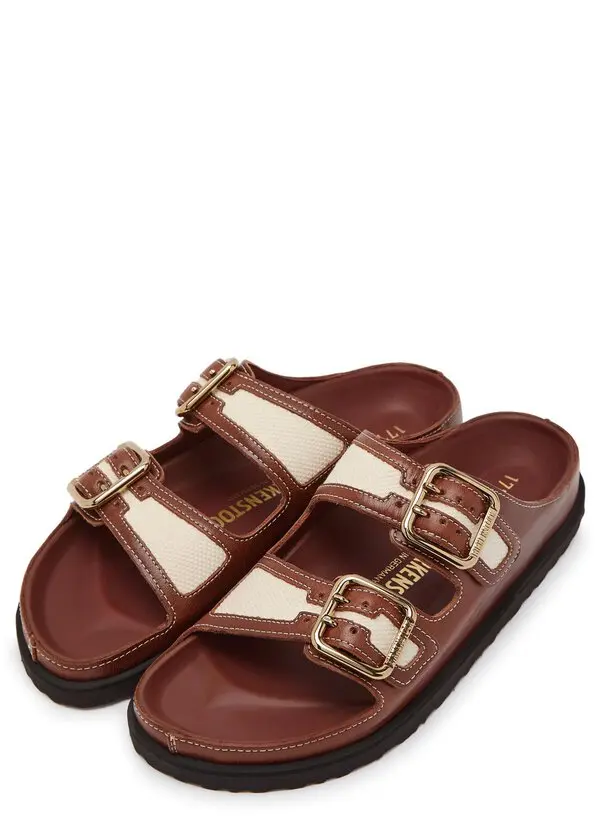 BIRKENSTOCK Arizona Bold Canvas And Leather Sliders