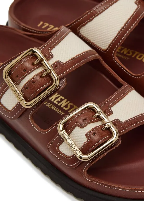 BIRKENSTOCK Arizona Bold Canvas And Leather Sliders
