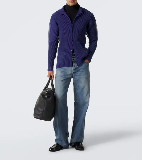 Issey Miyake Homme Plissé Rustic Mesh Pleated Shirt - Blue